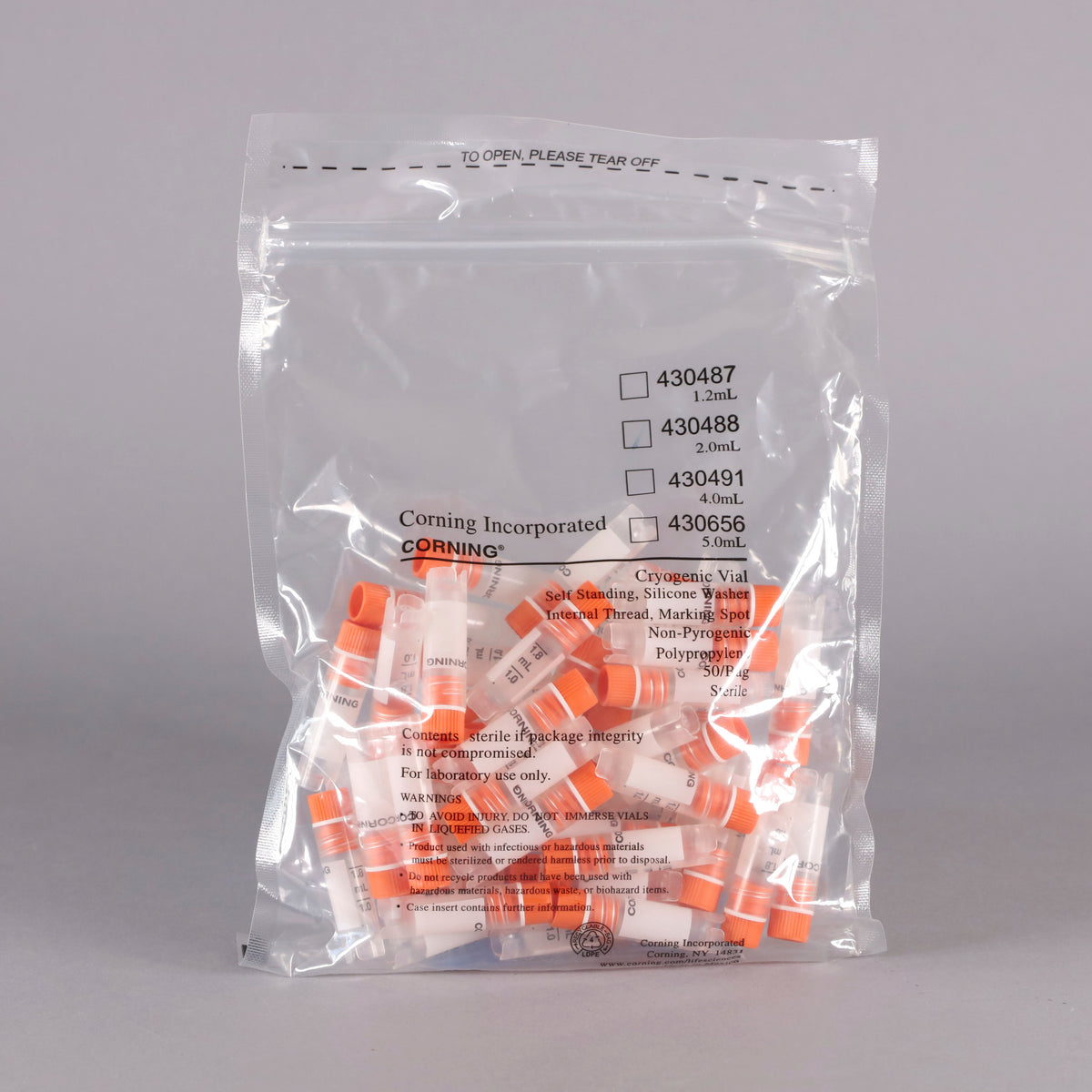 Corning 2.0mL Round Bottom Self Standing Cryogenic Vials #430488 – reLAB