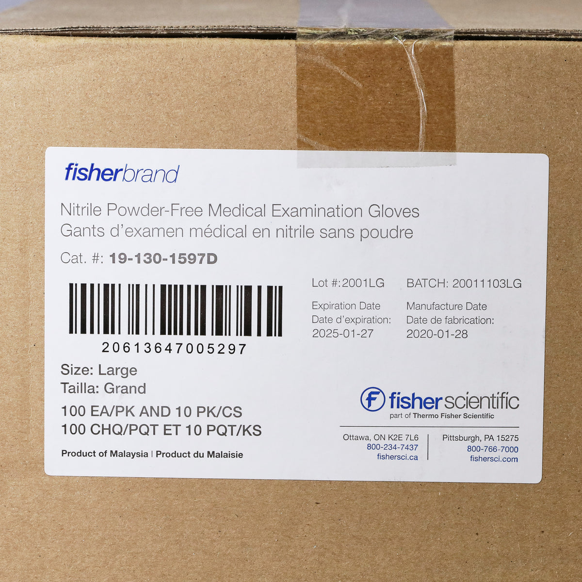 Fisherbrand Large Nitrile Powder Free Gloves #19-130-1597D – reLAB