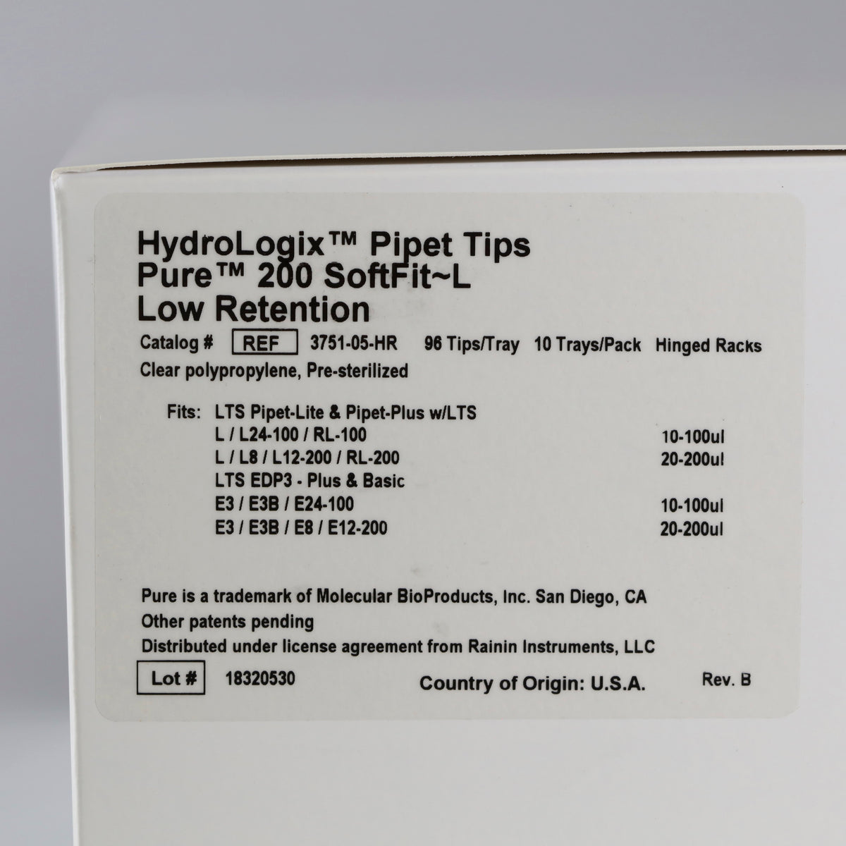 MBP HydroLogix Pure 200 SoftFit ~ L Low Retention Pipet Tips #3751-05 ...