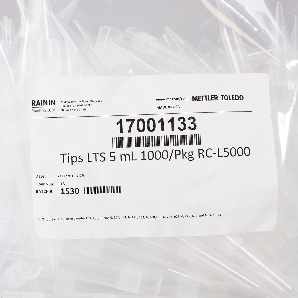 Rainin RC LTS 5000uL Pipette Tips #17001133 – reLAB