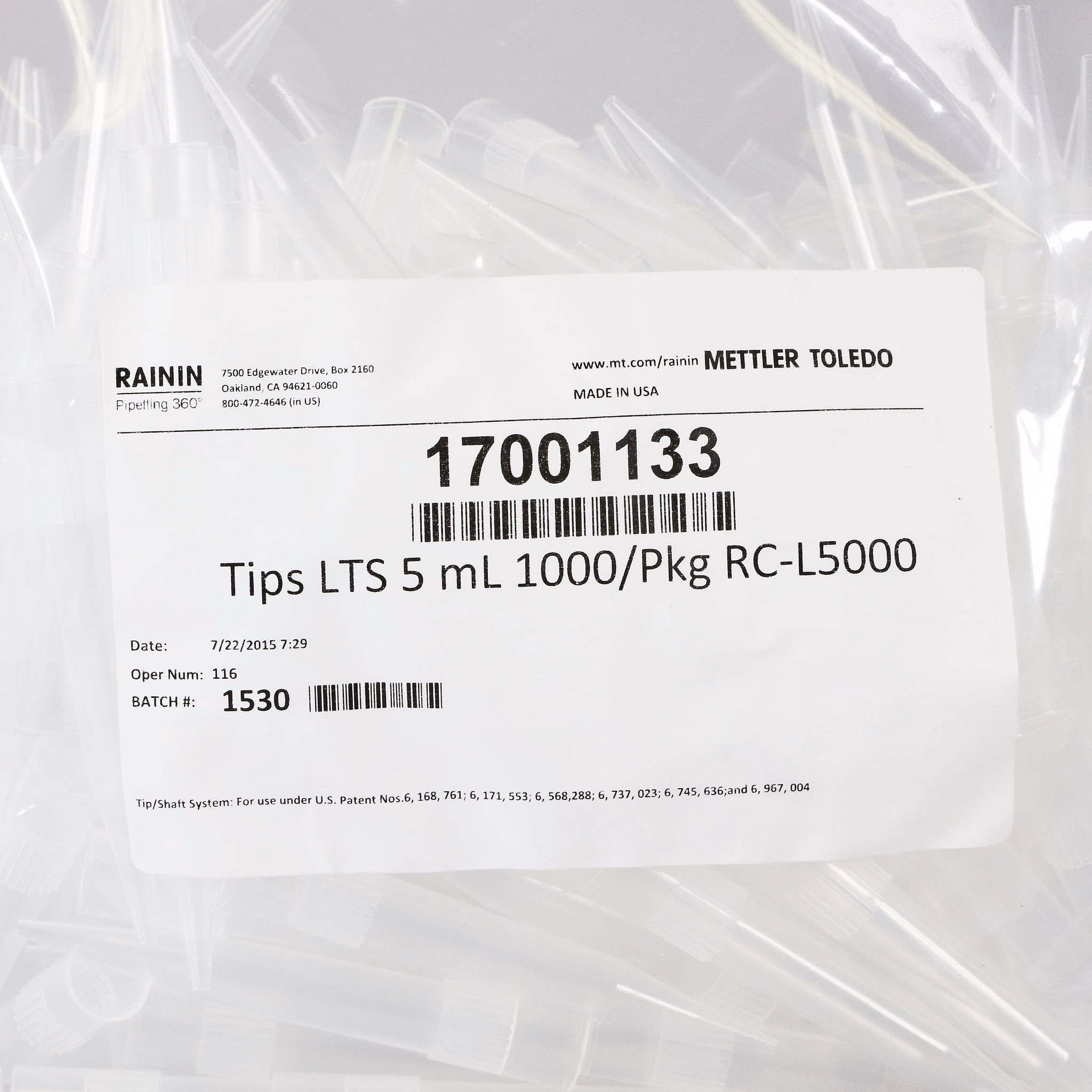 Rainin RC LTS 5000uL Pipette Tips #17001133 – reLAB